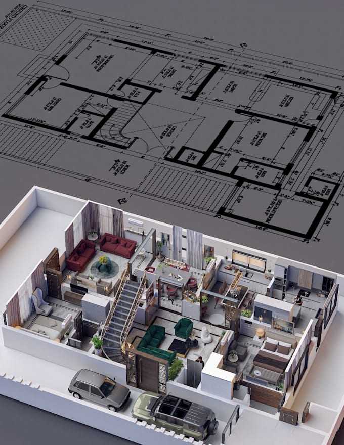 Create isometric 2d and 3d views of your plans by Saqlain234 | Fiverr