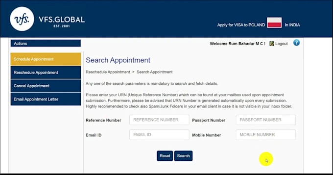Build web search bot vfs global appointment, booking automation bot