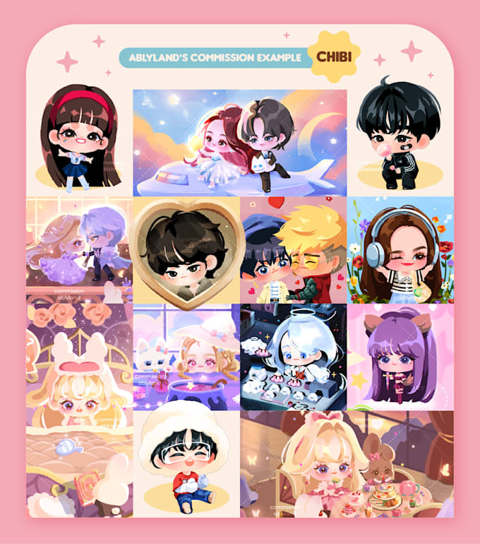 Draw cute 2d character chibi art or fanart by Ablyland | Fiverr