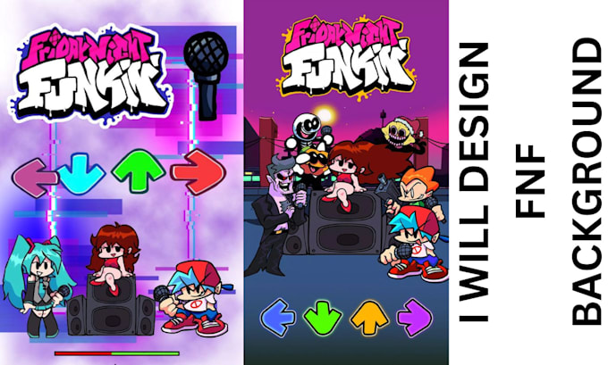 Design sprites, background for your fnf mod, fnf sprite animation