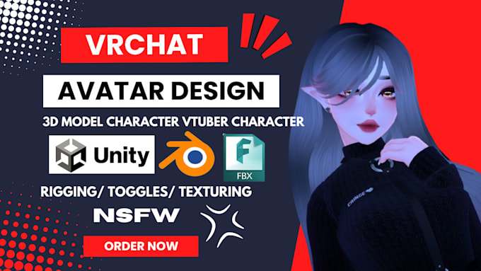 Create custom vrchat, vrchat avatar, vr chat animation , 3d model, vtuber model by Ogba_dave ...