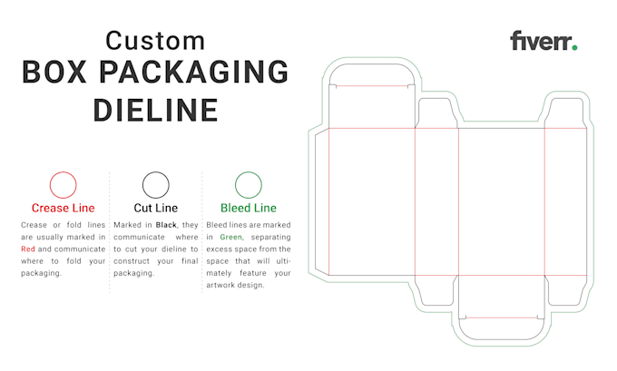 Create custom packaging box dieline, cut lines template and die cut by ...