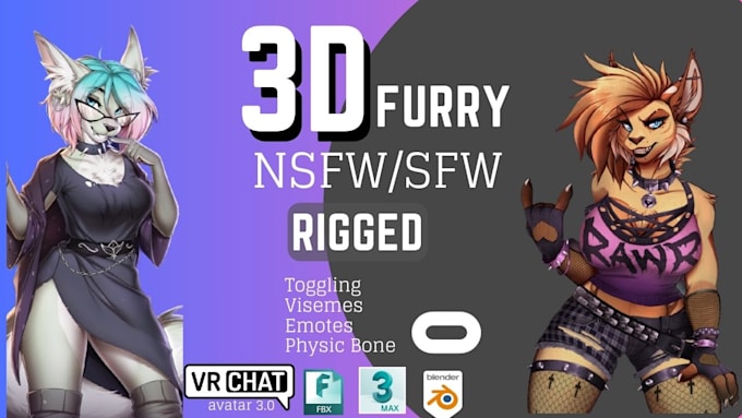 Made custom vrchat avatar, furry avatar, vrc 3d model by Phylasady | Fiverr