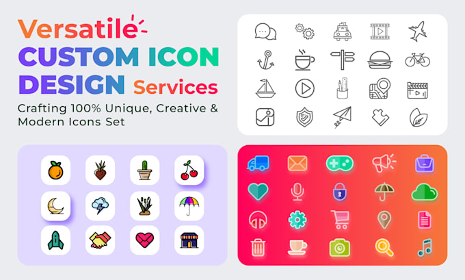 Create sleek unique and professional custom icons design for website ...