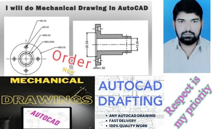 Draft 2d mechanical drawings in autocad by Haiderali786pk | Fiverr
