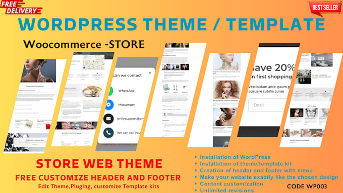 Install woocommerce theme, template kits in wordpress by Sagaraekanayake | Fiverr