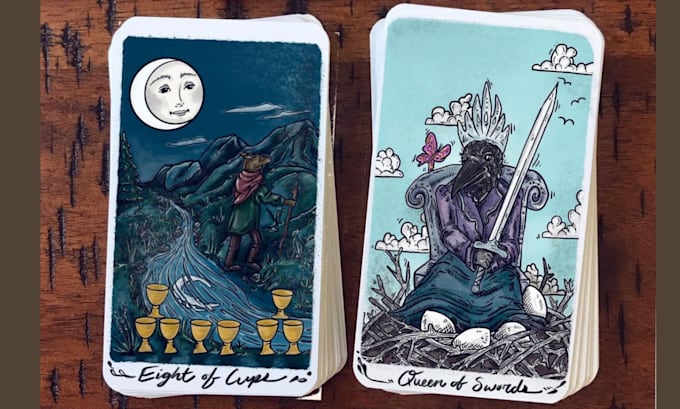 Design tarot card, playing card game, mockup, tarot card box with ...