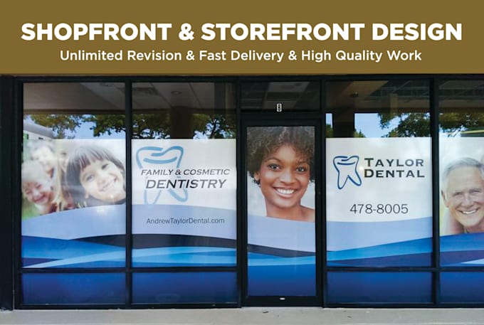 Do shopfront design, storefront design, window graphic design, signage ...