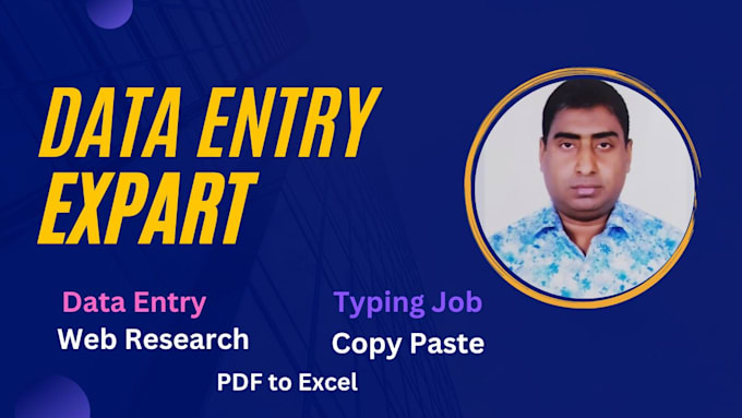 Do data entry, pdf to excel, copy paste, typing work job by Rubel1980 ...