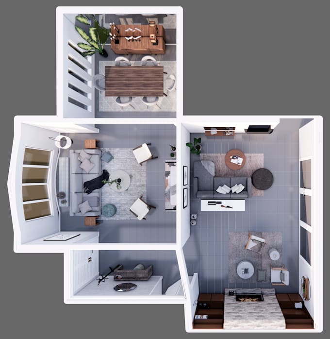 Convert 2d to 3d floor plan by Anyigilfrndz | Fiverr