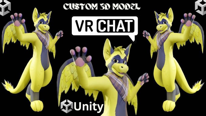 Do custom vrchat avatar 3d model furry fursona nsfw vr vtuber animaze facerig by Meakbiquaz | Fiverr