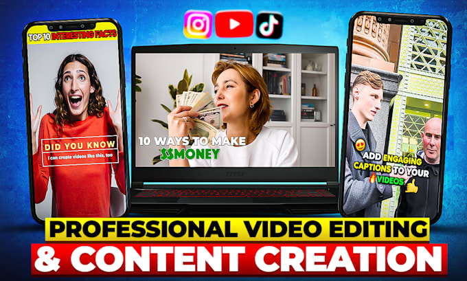 Be your professional short form and long form video editor and content ...