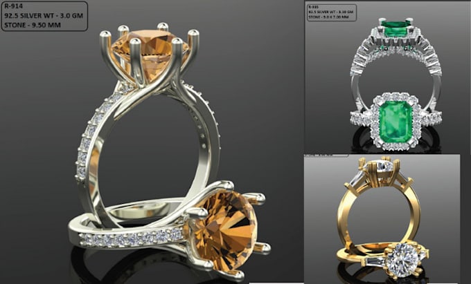 Provide 3d cad model jewelry design with realistic renders by ...