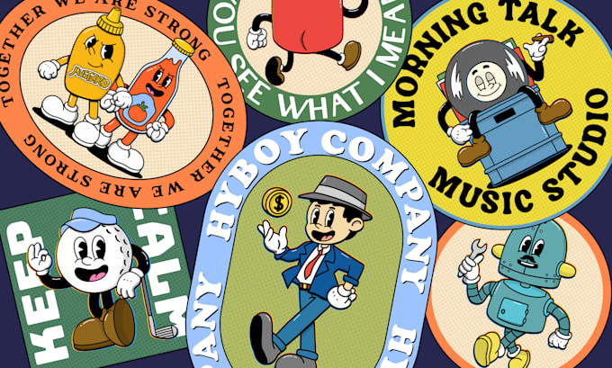 Create vintage retro cartoon character for mascot illustration logo by ...