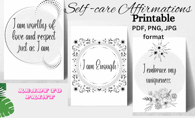 Design beautiful custom printable affirmation cards for etsy or ...