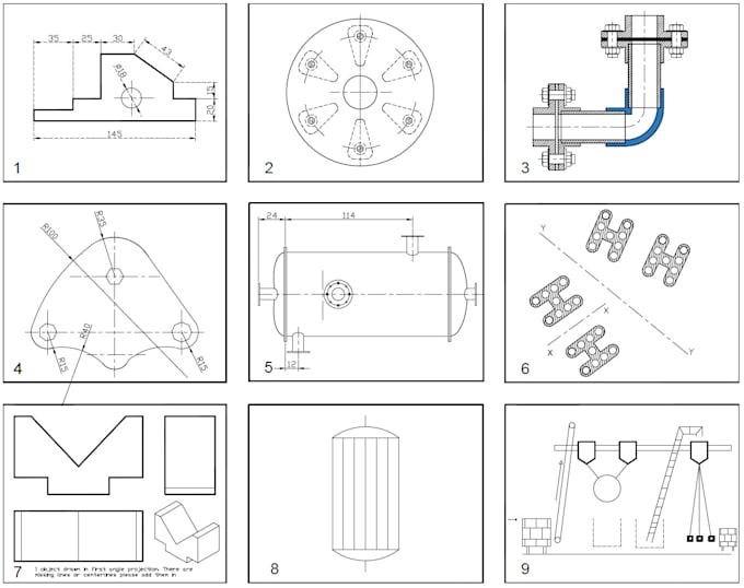 Draw orthographic projections, isometric views and 2d autocad drawings by Moazzamrana | Fiverr