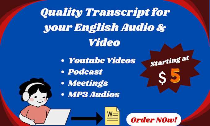 Provide quality transcripts for your english audio or video by ...