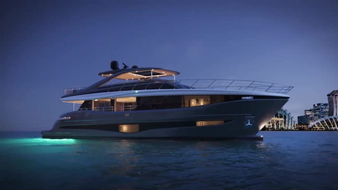 Render 3d yacht animation, catamaran design, boat modeling with 4k ...