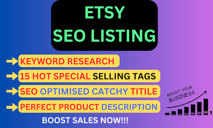 Optimize etsy seo listing, etsy tag and title to etsy rank, and boost etsy sales by Nayantech ...