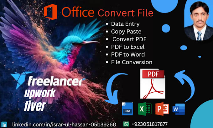 Do any document, image convert to or from pdf, data entry and data ...