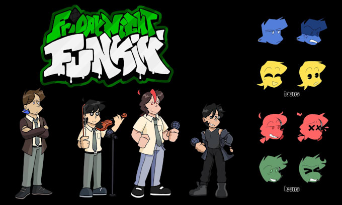 Draw fnf mod sprite, fnf icon and sprite sheet for fnf animation, fnf ...