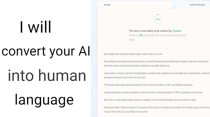 Convert ai text to human language by Atiya_zulfiqar | Fiverr