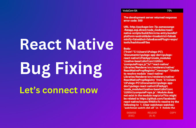 Do React Native Bug Fixing Issues Fixing And Remove Errors By