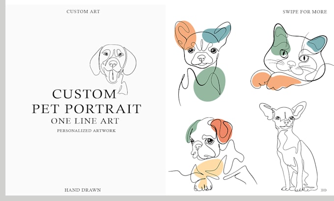 Draw a continuous one line art of your pet portrait photo by Galyna1810 ...