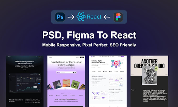 Convert figma and psd to react web apps with mern stack expertise by Iasadhussain | Fiverr