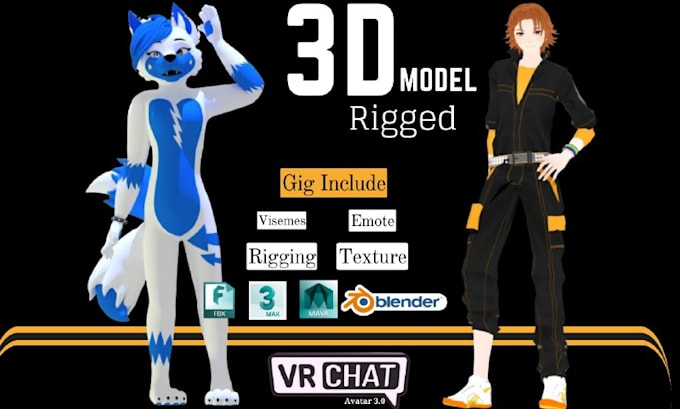 Create a custom vrchat avatar character modeling for you by Vrc ...