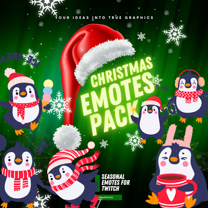 Draw seasonal emotes for twitch and kick christmas by Hawkvector | Fiverr