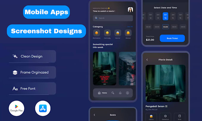 Create apple app store and google play store apps screenshot by ...