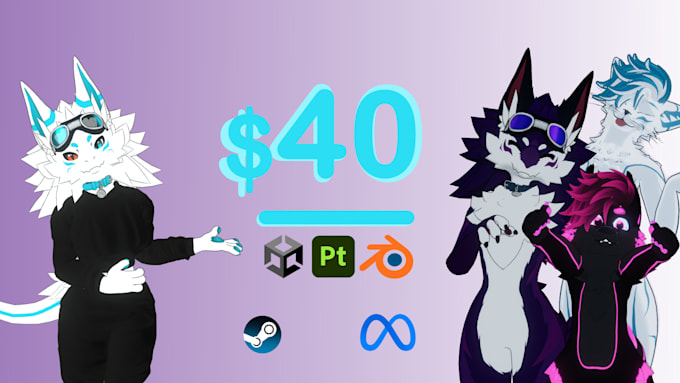 Retexture and setup vrchat furry avatars for pc and quest by Harder258 ...