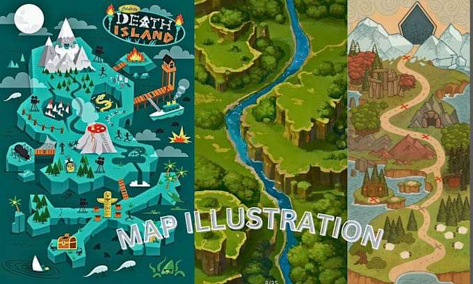 Diseñar mapas vectoriales 2d personalizados, ilustraciones de mapas de ...