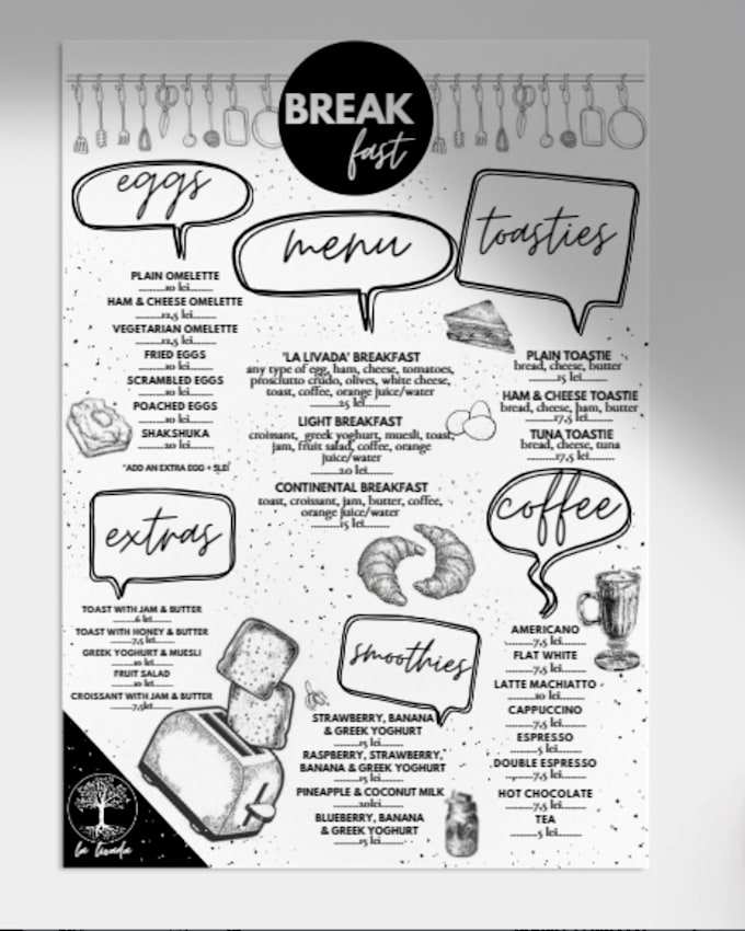 Design your restaurant, coffee shop, bar, etc menu by Vanessalei90 | Fiverr