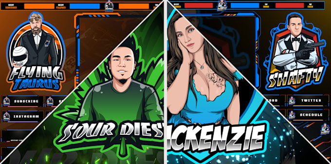 Design animated twitch and kick overlay package logo, panel banner ...