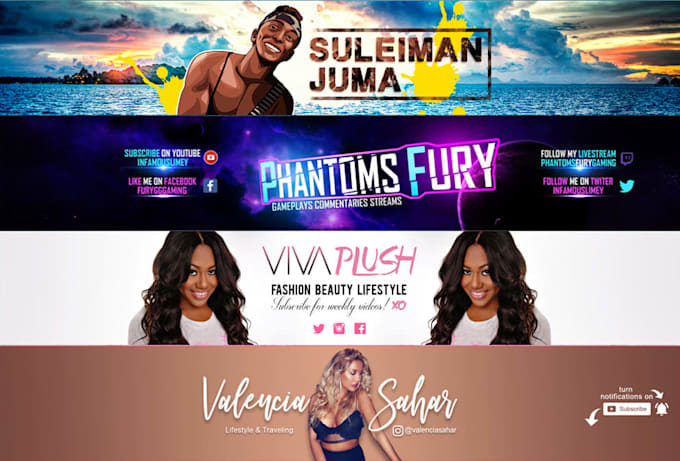 Create a custom youtube banner for you by Isaiahnichols2 | Fiverr