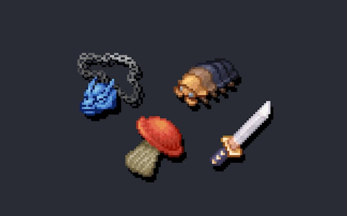 32x32 pixel art items sprites by Modderg | Fiverr
