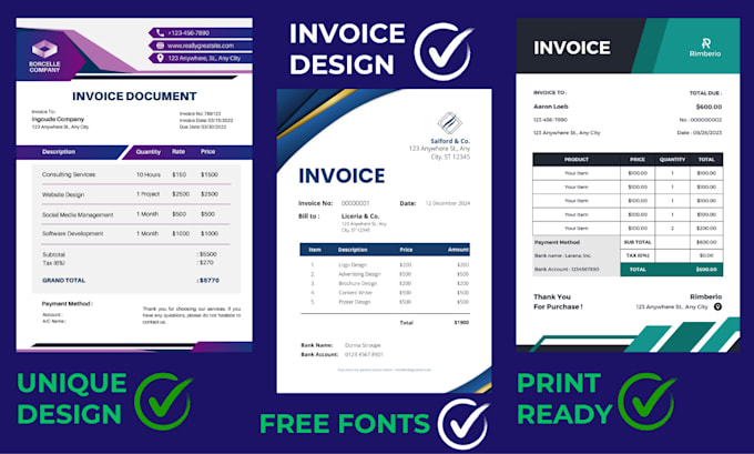 Create invoices and letterhead design for your business by Champikas | Fiverr