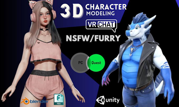 Rig 3d vrchat avatar for vrchat vtuber model furry nsfw by Carter_ivy | Fiverr