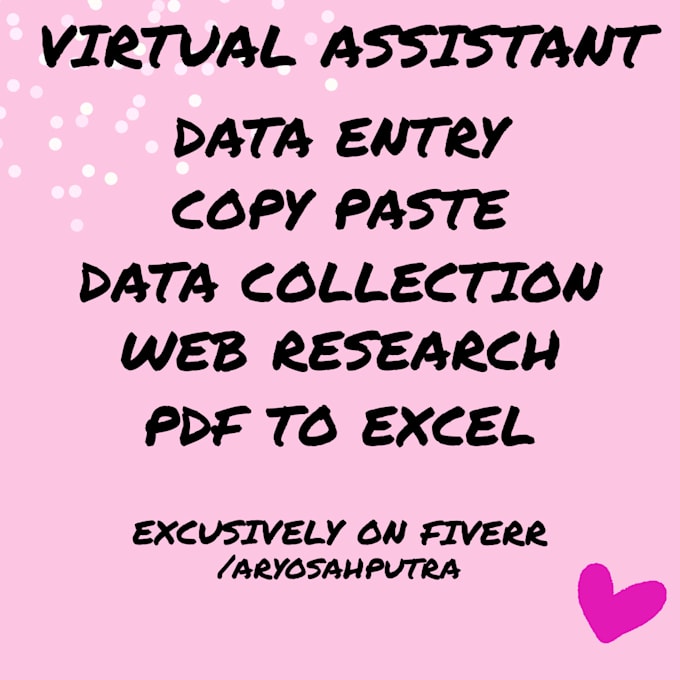 Do data entry, copy paste, data research, pdf to excel by Aryosahputra | Fiverr