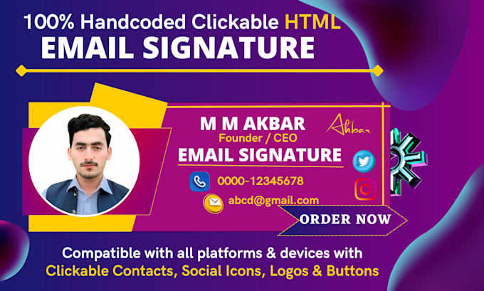 Create html email signature , clickable html email signature by ...