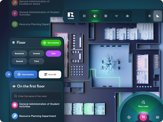 Create 3d map illustration, 3d map for event,3d way finder map