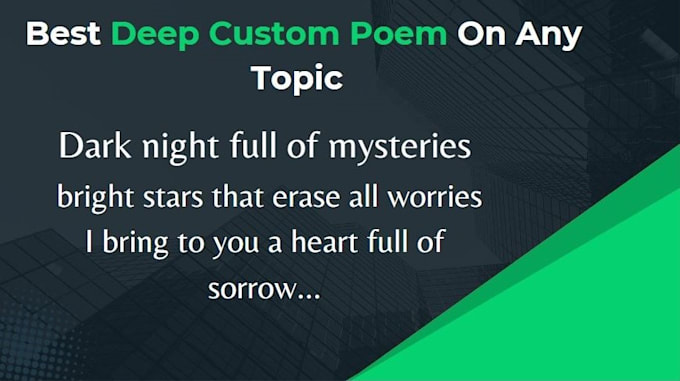Write you the best deep custom poetry by Max_workers | Fiverr