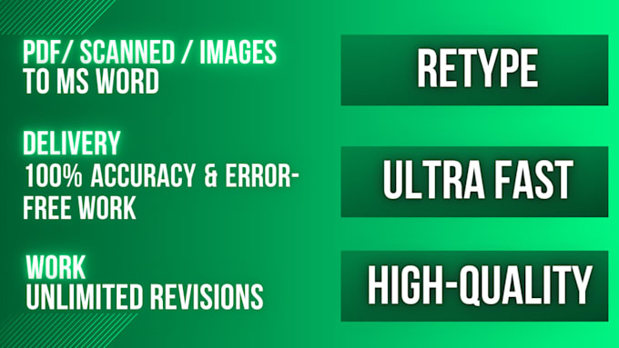 Do a fast typing job, retype pages, pdf, image to word, copy paste by U ...