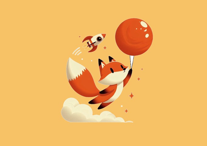 Freehand digital creative illustration with cute logo and more by ...