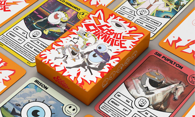 Design creative card game rulebook card box with mockup board game ...