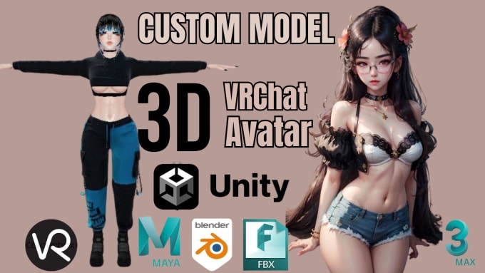 Model Custom Vrchat Avatar Of Furry Vr Avatar 3d Anime Vrc Model Vtuber Unity By Angelodier