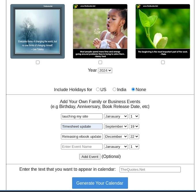 Give php script for generating custom calendars by Qualitypoint | Fiverr