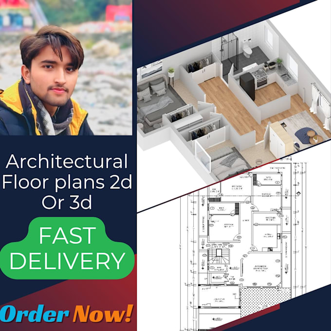 Create architectural 2d or 3d floor plans by Khatkuzair | Fiverr